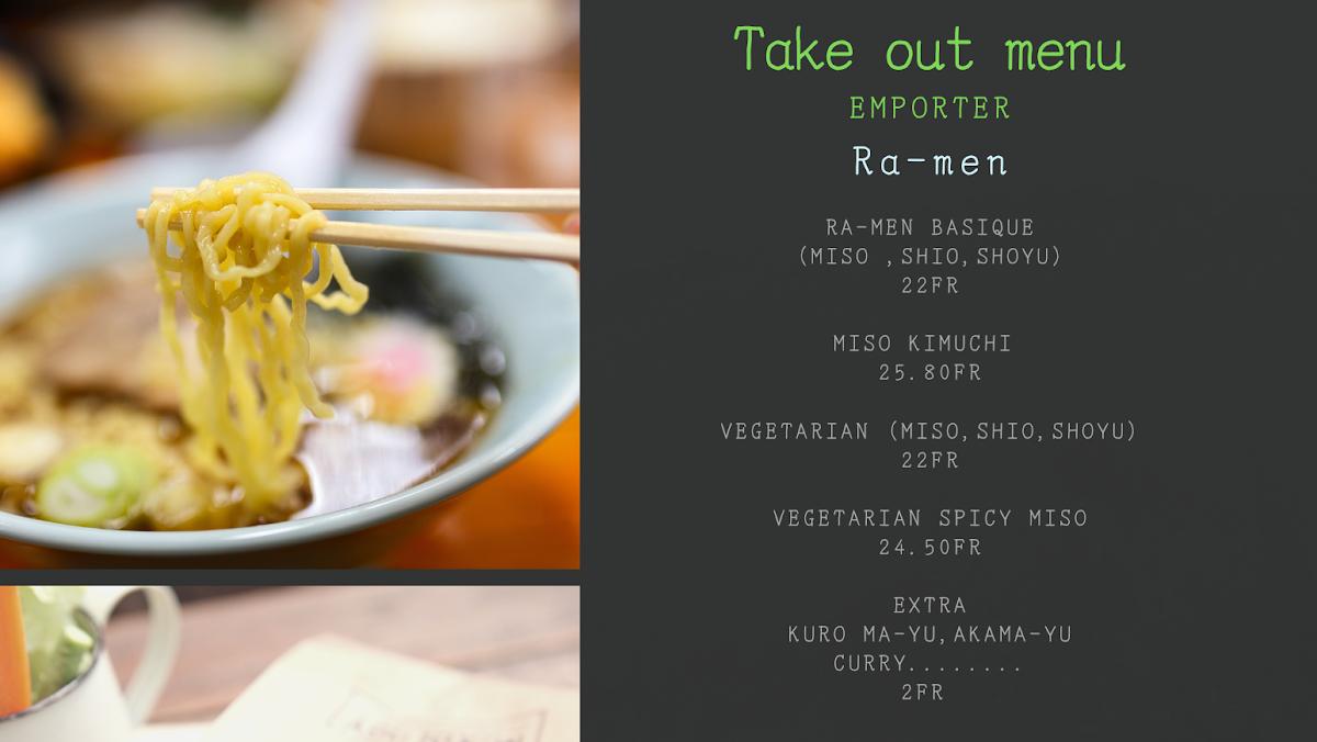 Menu at Nagomi Ramen, Geneva