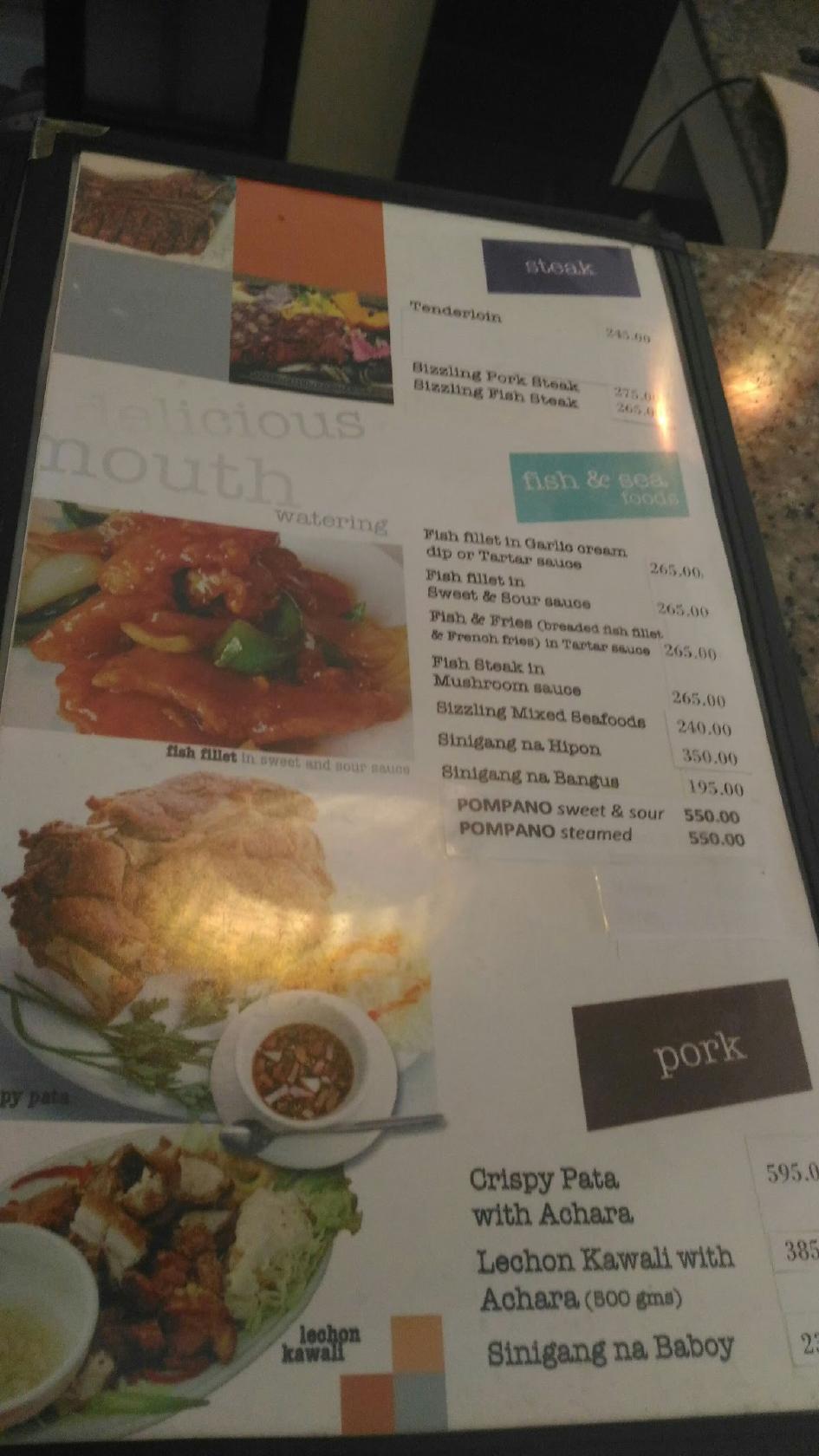 Menu at Papa Ching's Restaurant, Davao City, Brgy 9-A