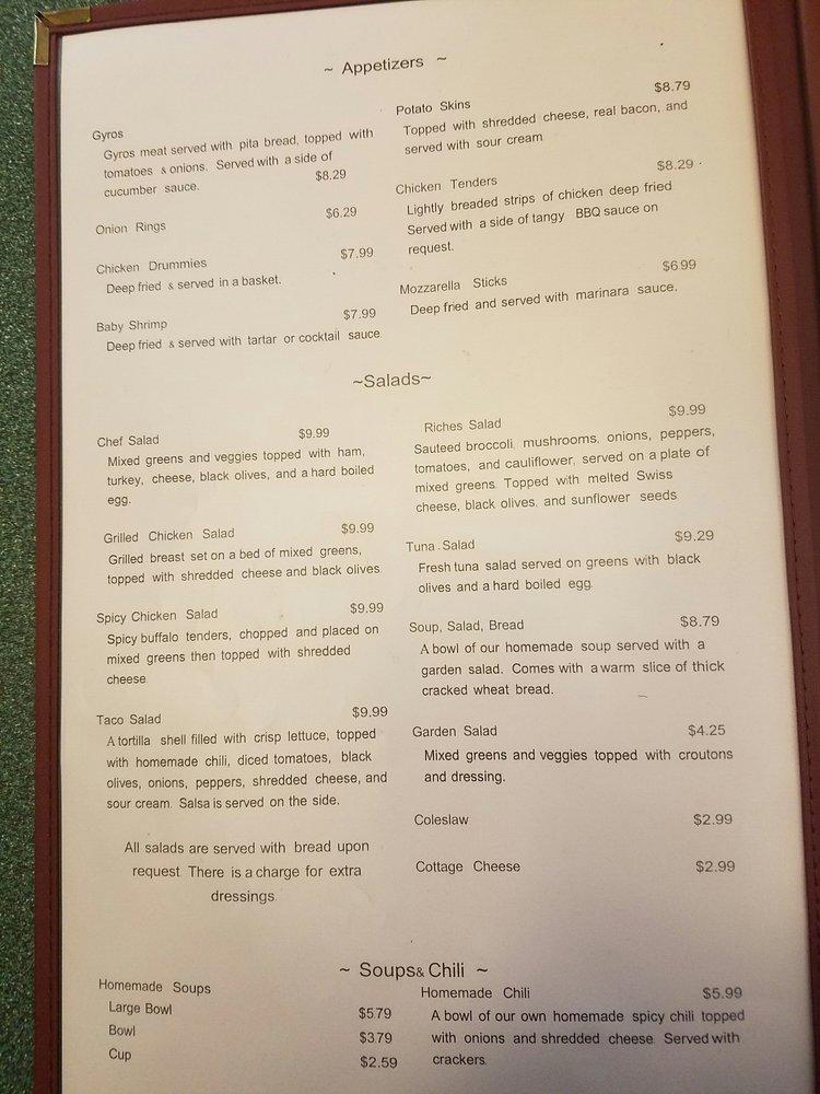 Menu at R J Riches restaurant, Mounds View