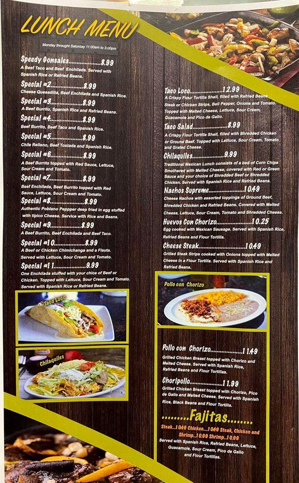 Menu at Rancho Viejo Mexican restaurant, Alexandria