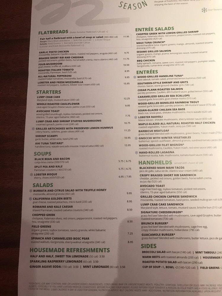 Menu at Seasons 52 pub & bar, Boca Raton