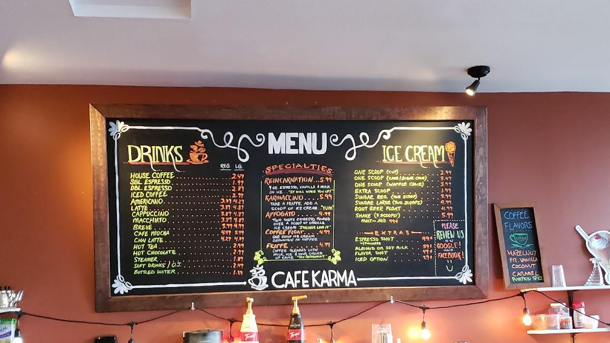 Menu at Cafe Karma, South Padre Island
