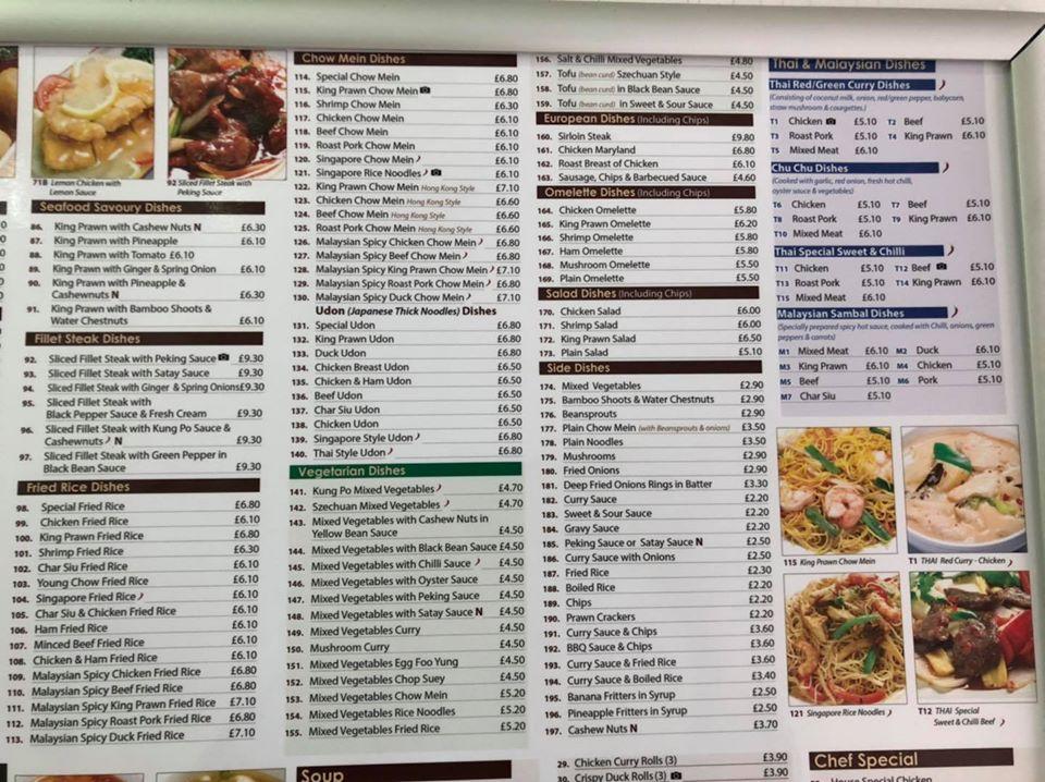 Menu at Mr Chef, Beith