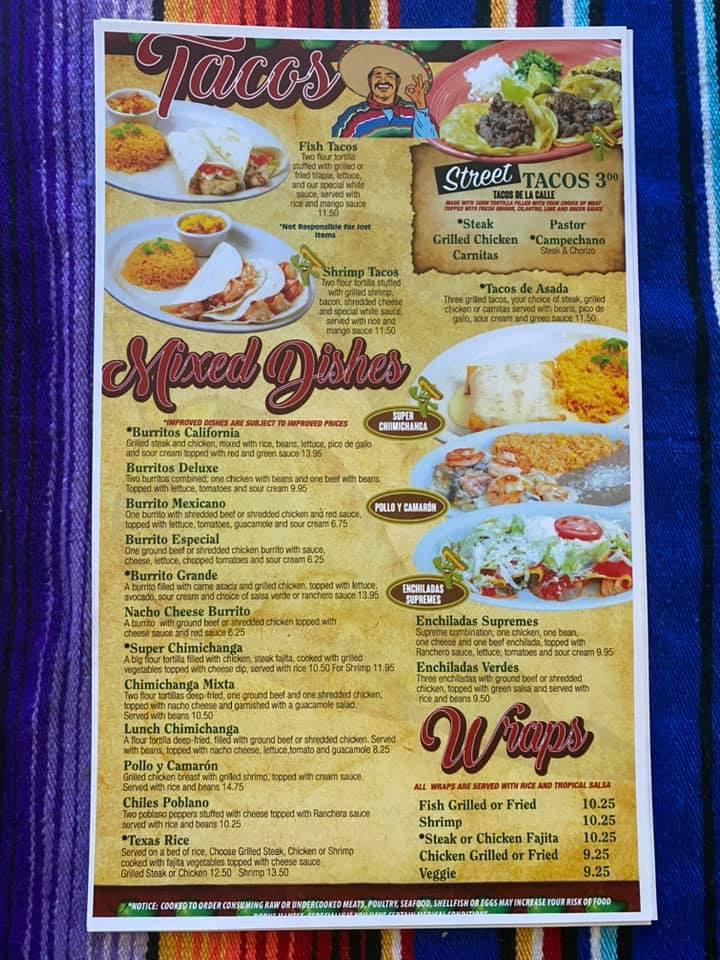 Menu at Poblanos Mexican Bar & Grill, Evans