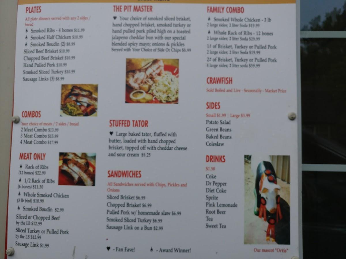 Menu at The Hut BBQ, Orange