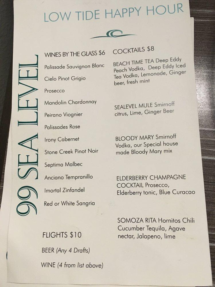 Menu at 99 Sea Level pub & bar, Bethany Beach