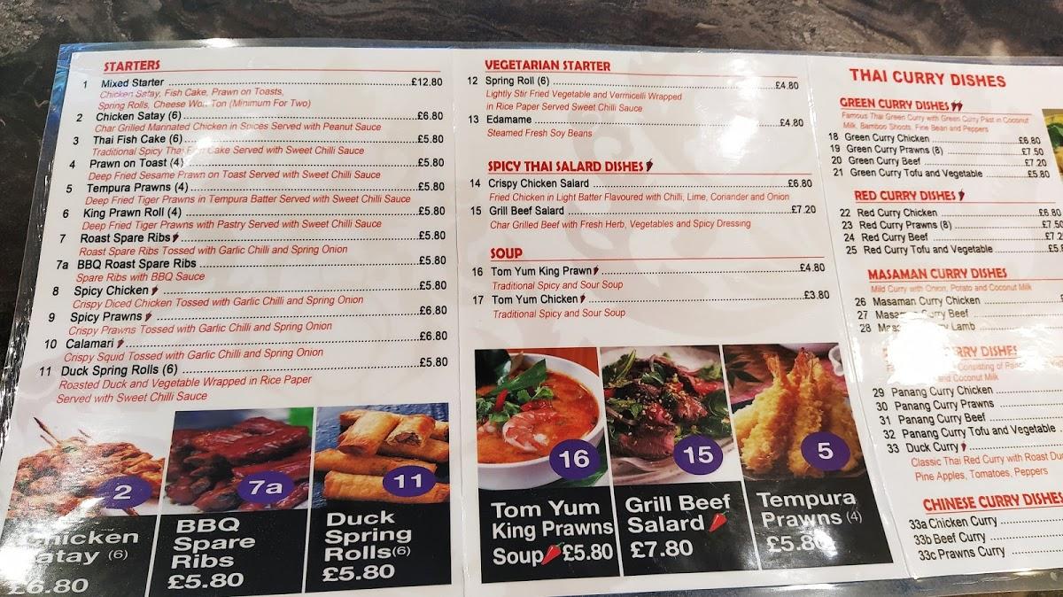 Menu at Bangkok Mami fast food, Gravesend