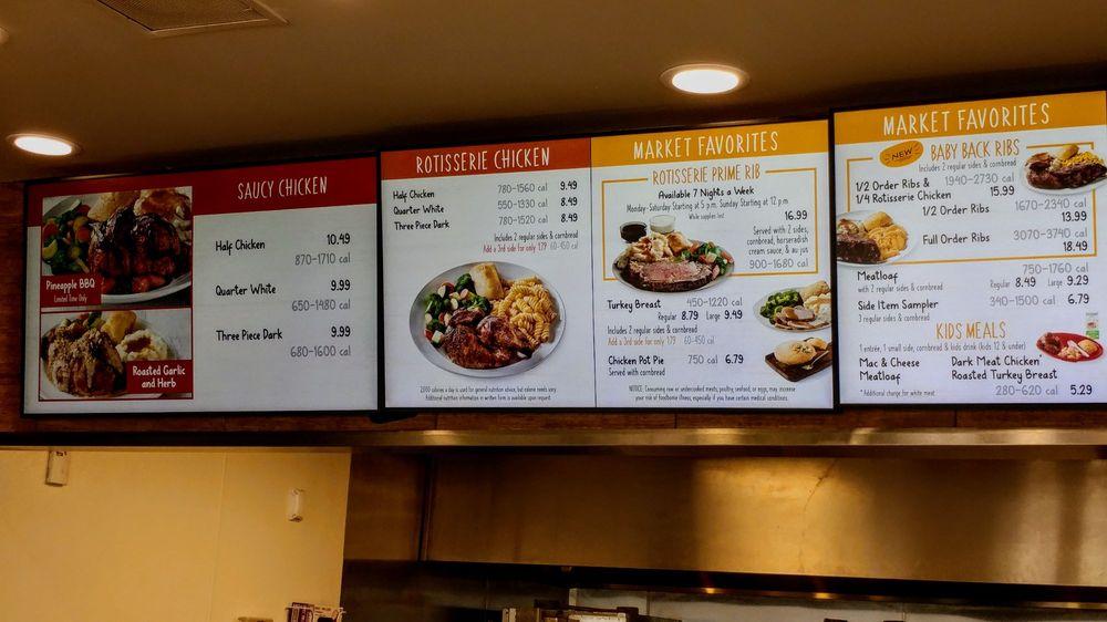 Menu at Boston Market restaurant, Denton
