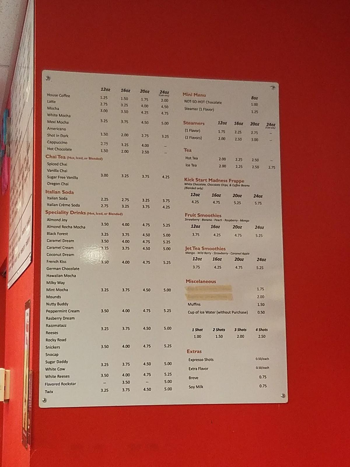 Menu at Fay's Cafe, Albany