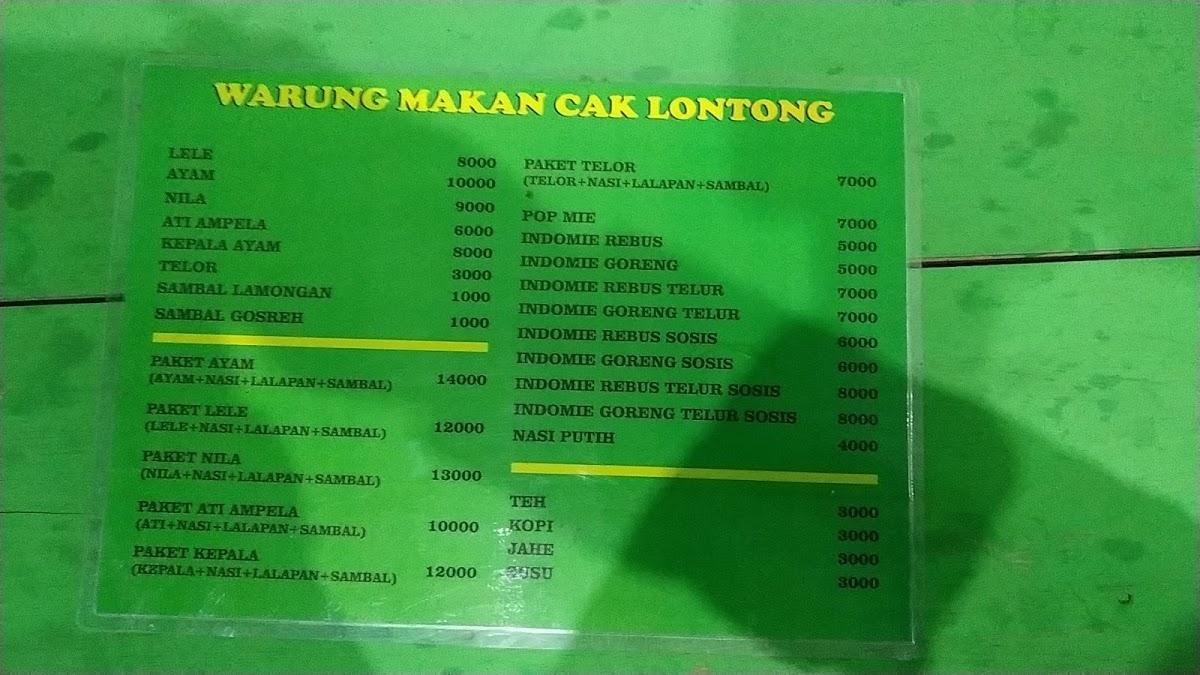 Carta del restaurante Pecel Lele Cak Lontong, Dieng Kulon