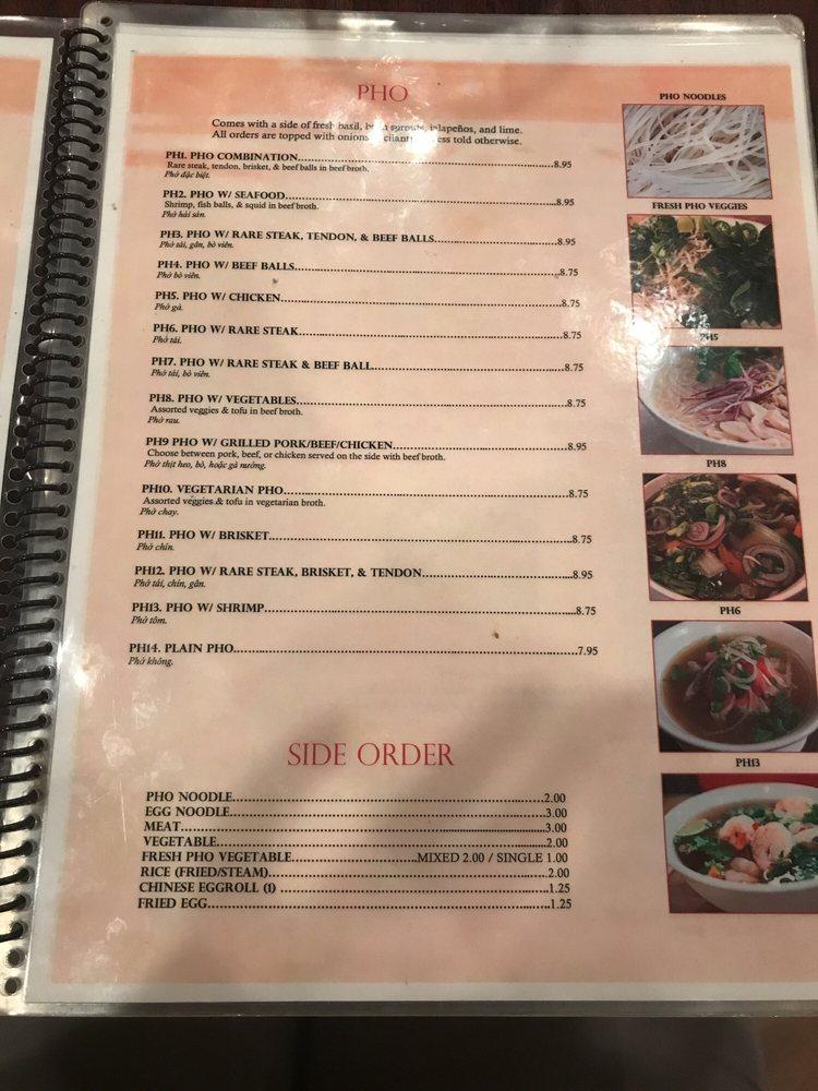 Menu at Pho Kim Long restaurant, San Antonio, McCullough Ave #2