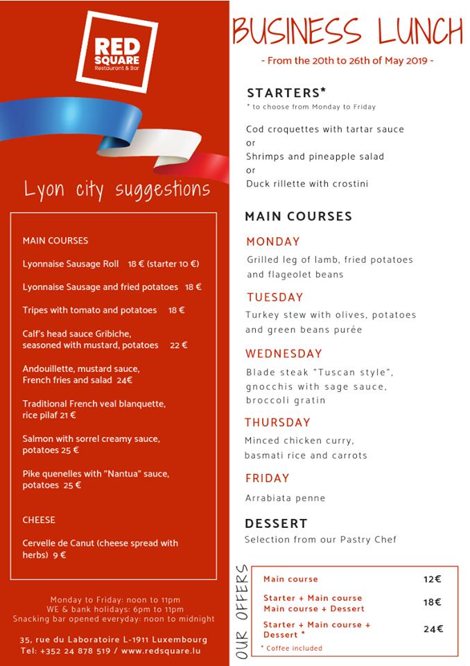 Menu at Novotel Luxembourg Centre restaurant, Luxembourg City