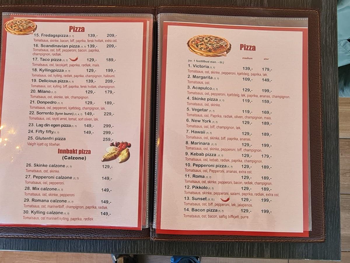Menu at Sorrento Pizza Restaurant, Strømmen, Strømsveien 134