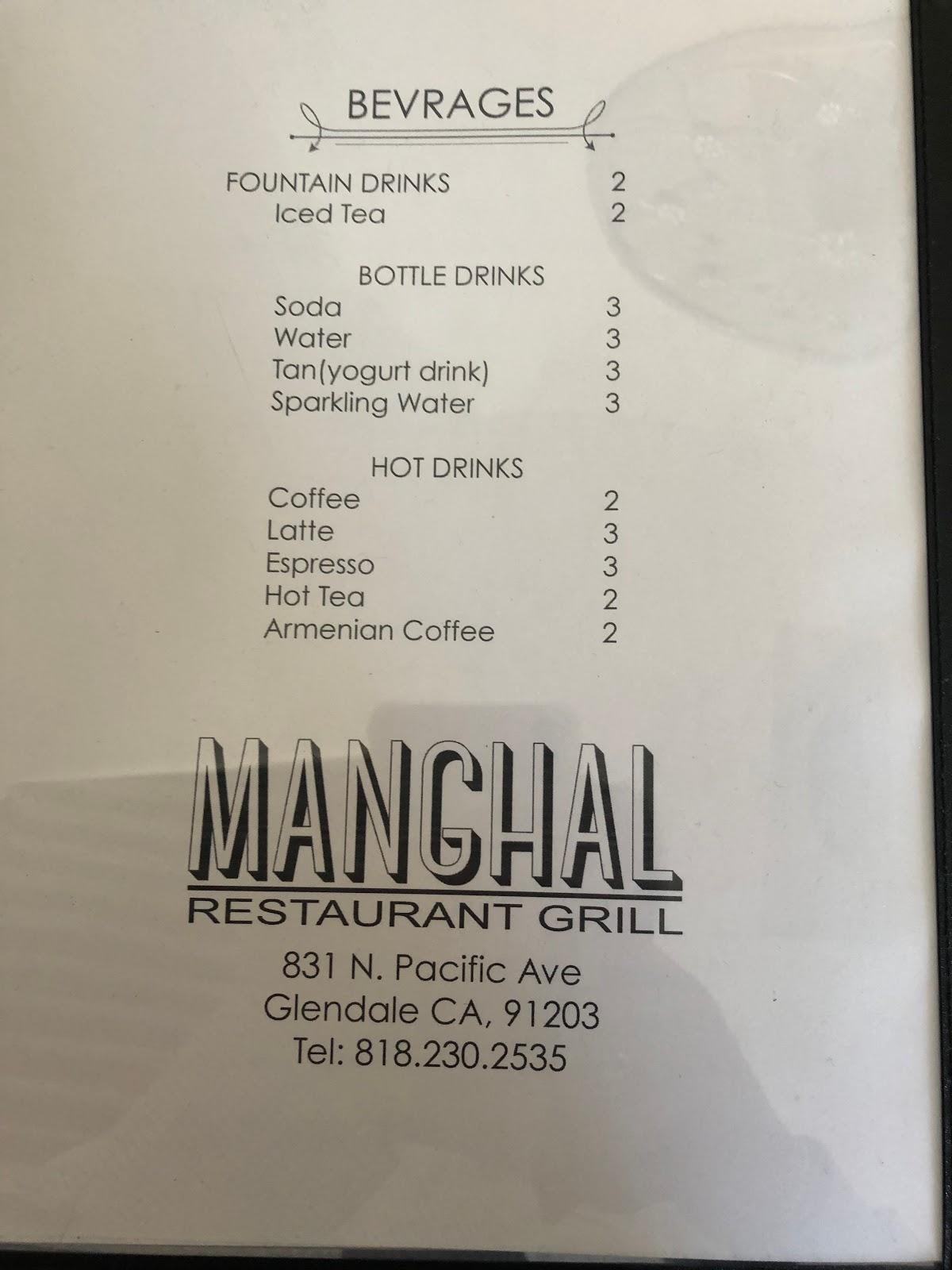 Menu at MANGHAL Restaurant Grill, Glendale