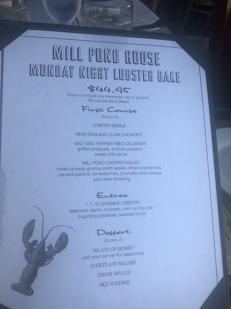 Menu at Mill Pond House steakhouse, Centerport