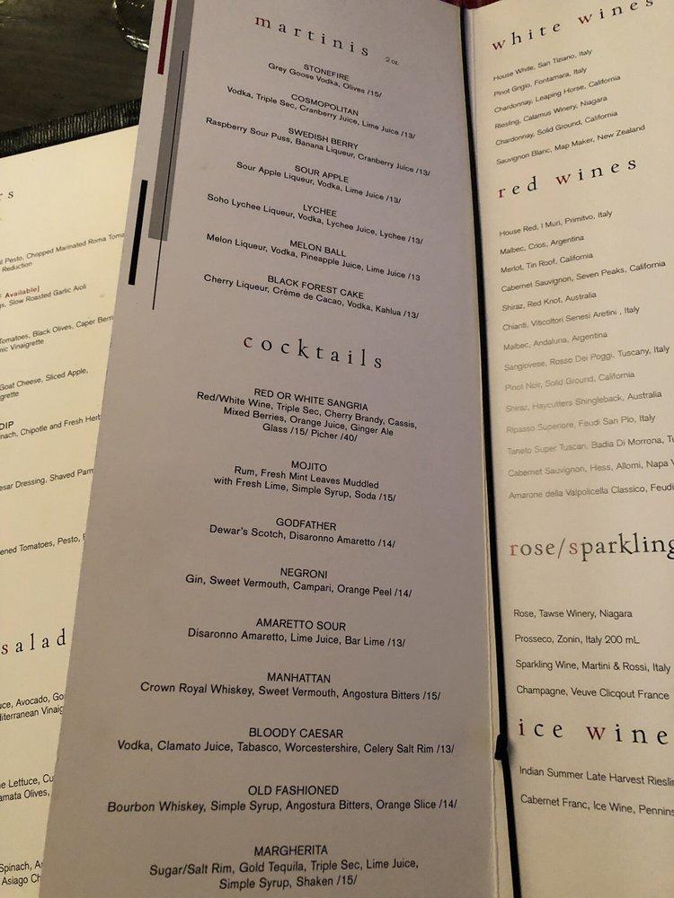 Menu at Stonefire pizzeria, Richmond Hill