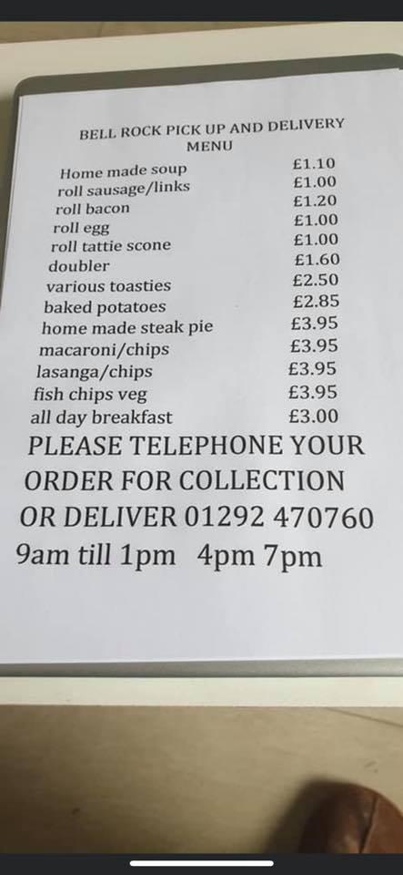 Menu at The Bellrock pub & bar, Prestwick