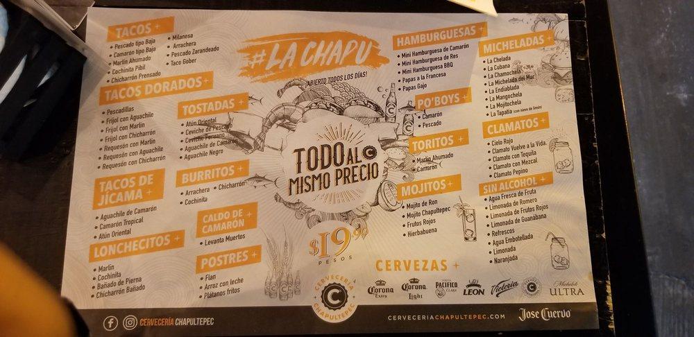 Menu at Cervecería Chapultepec pub & bar, Tehuacán, Calz. Adolfo López ...