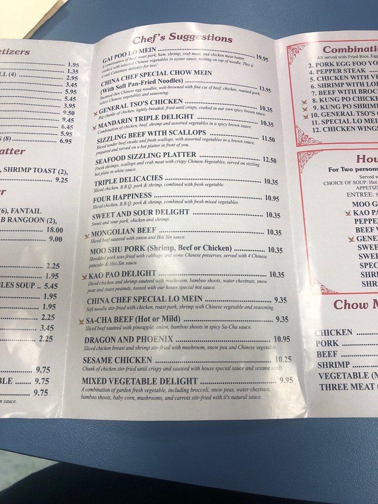 Menu at China Chef restaurant, Bay City, Avenue F