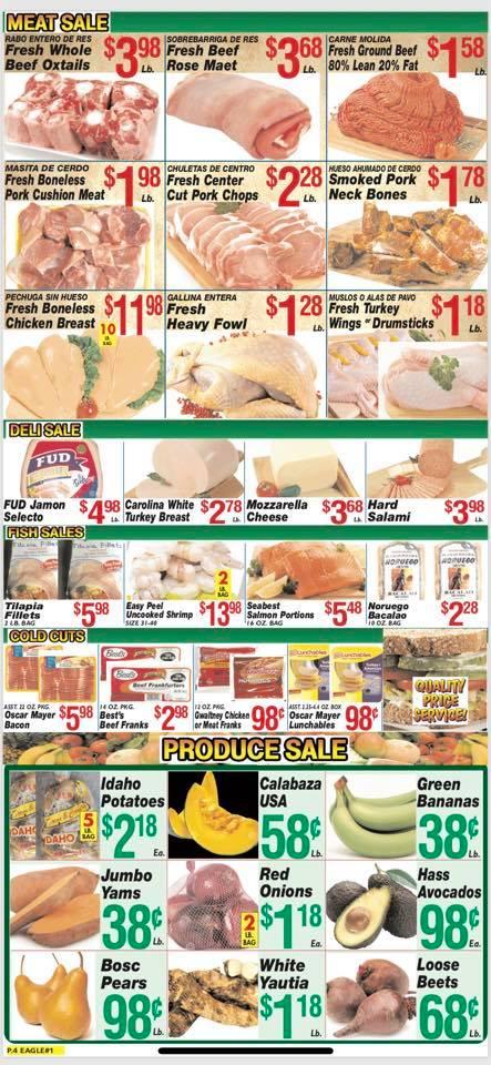Menu at Eagle Supermarket restaurant, Elizabeth