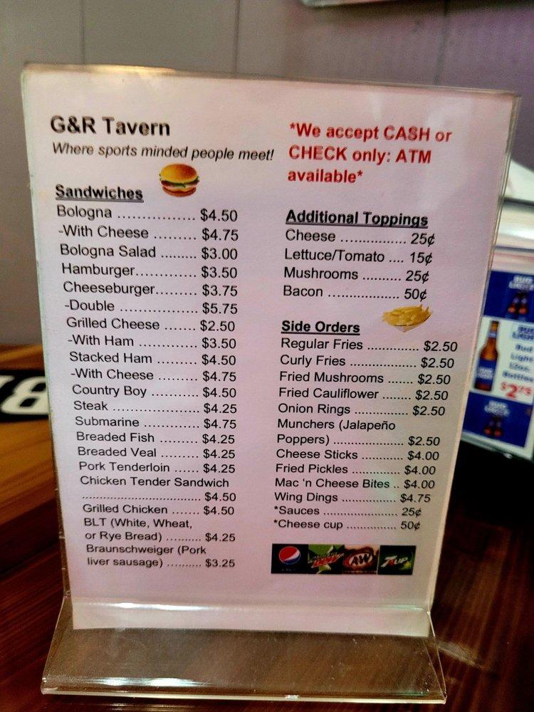 Menu at G & R Tavern desserts, Waldo