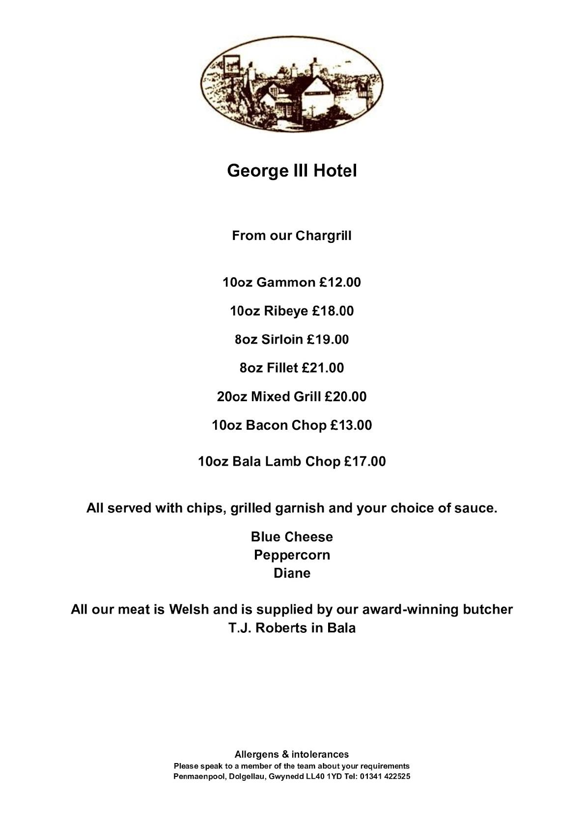 Menu at George III, Penmaenpool pub & bar, Penmaenpool