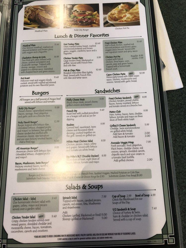 Menu at Metro Diner restaurant, Fredericksburg