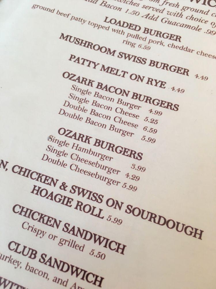 Menu at Ozark Cafe, West Plains, 662 Missouri Ave