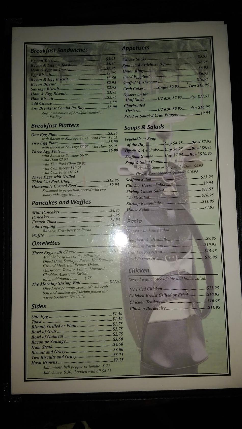 Menu at Par 3 Restaurant & Lounge, Chalmette