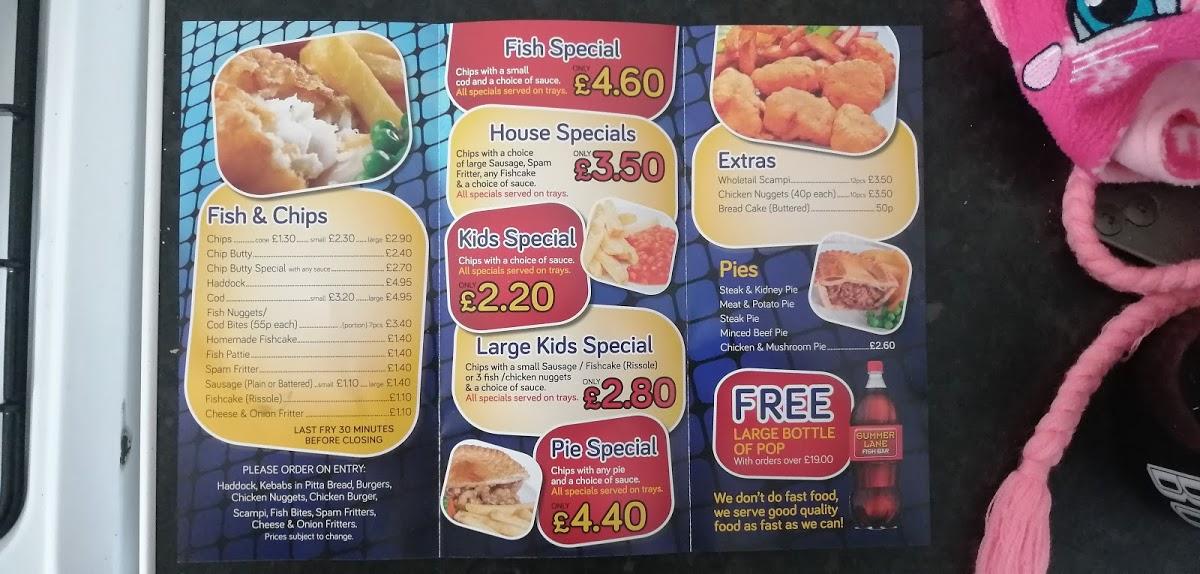 Menu at Summer Lane Fish Bar, Barnsley, 25 Summer Ln