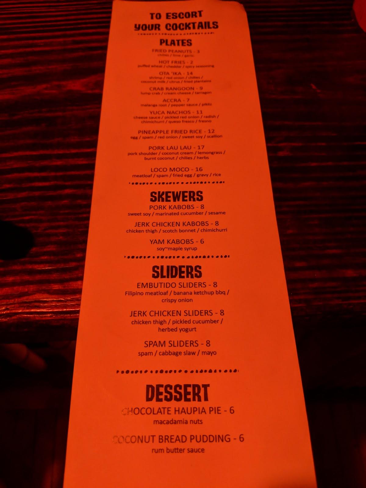 Menu at The Inferno Room pub & bar, Indianapolis