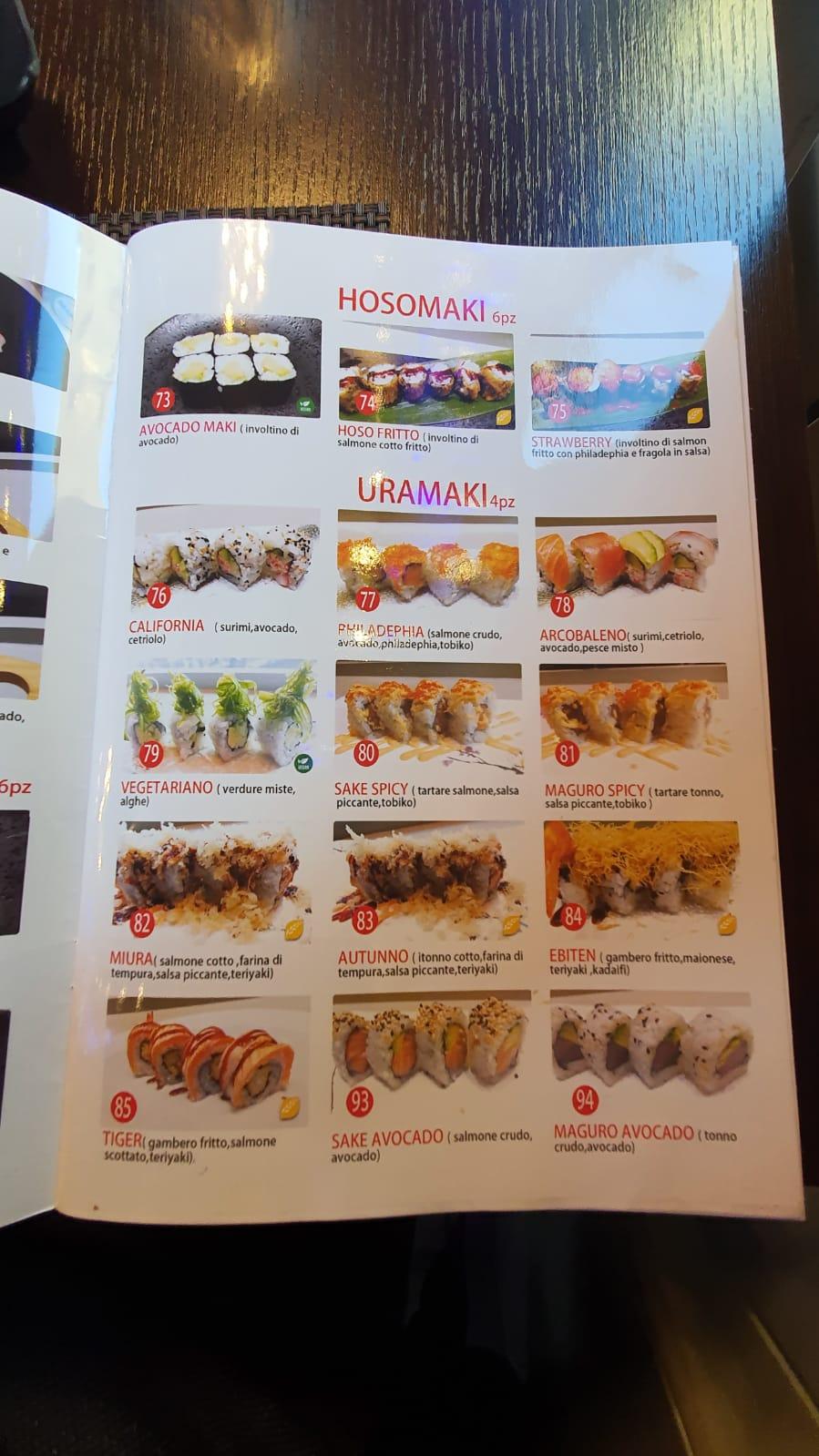 Menu at Yummy sushi restaurant, Naples
