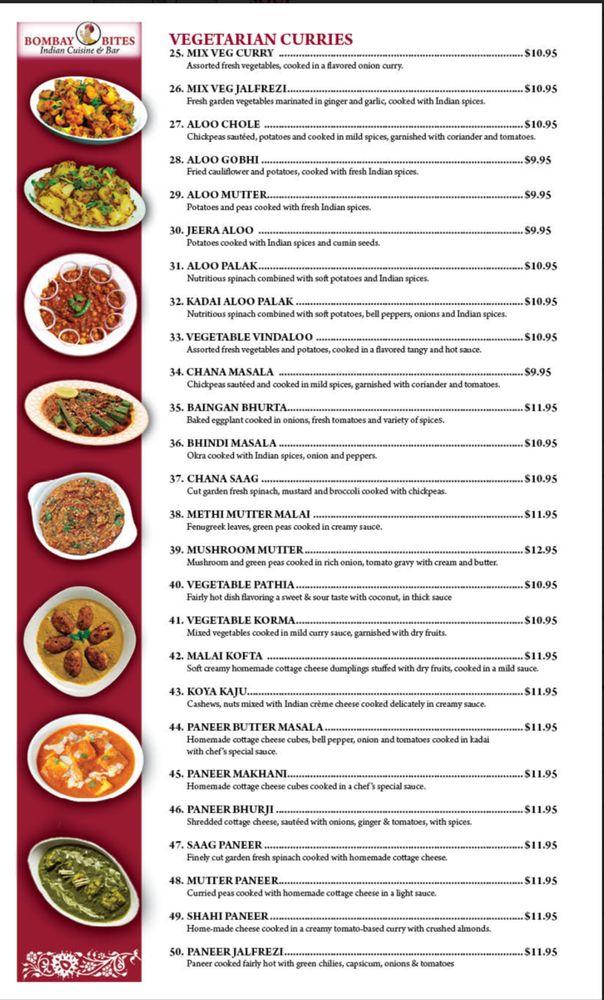 Menu at Bombay Bites restaurant, McDonough