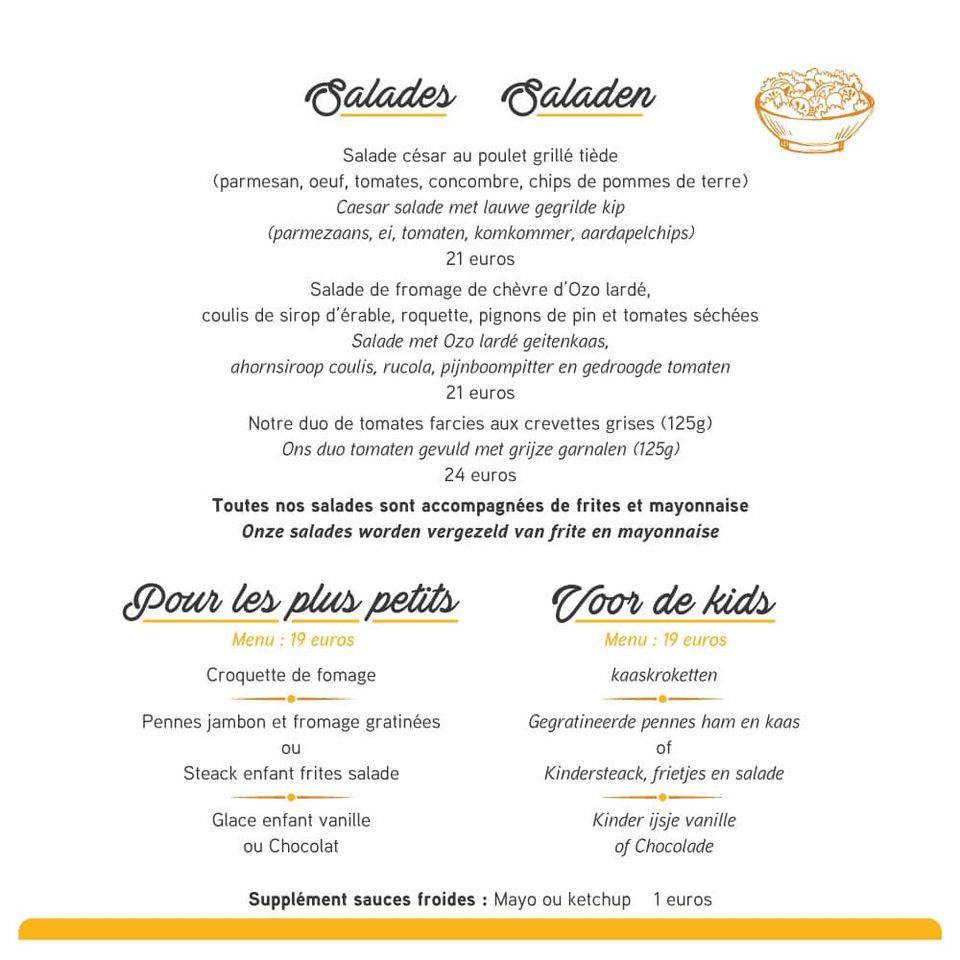 Menu au Chez Marie, Durbuy