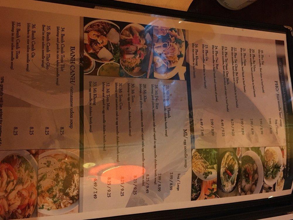 Menu at Saigon Vietnamese Restaurant, Tucson