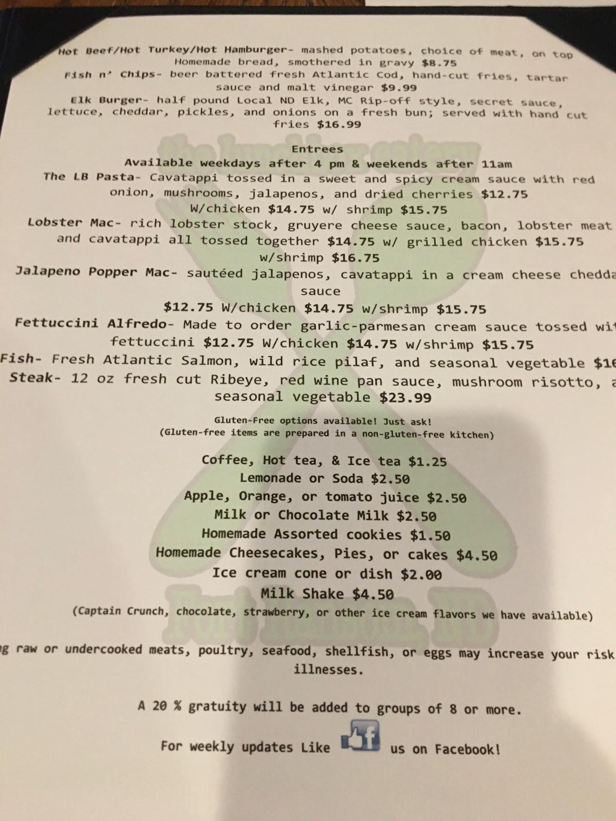 Menu at The Lunchbox Eatery cafe, Fort Ransom
