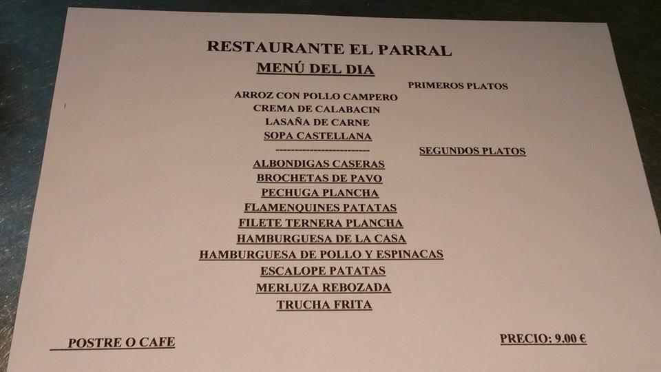 Menu at Restaurante EL PARRAL, Madrid