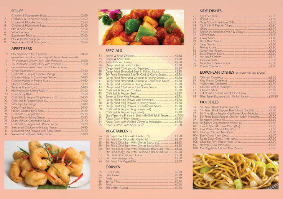 Menu at Golden Moon Chinese TakeAway restaurant, Newcastle upon Tyne