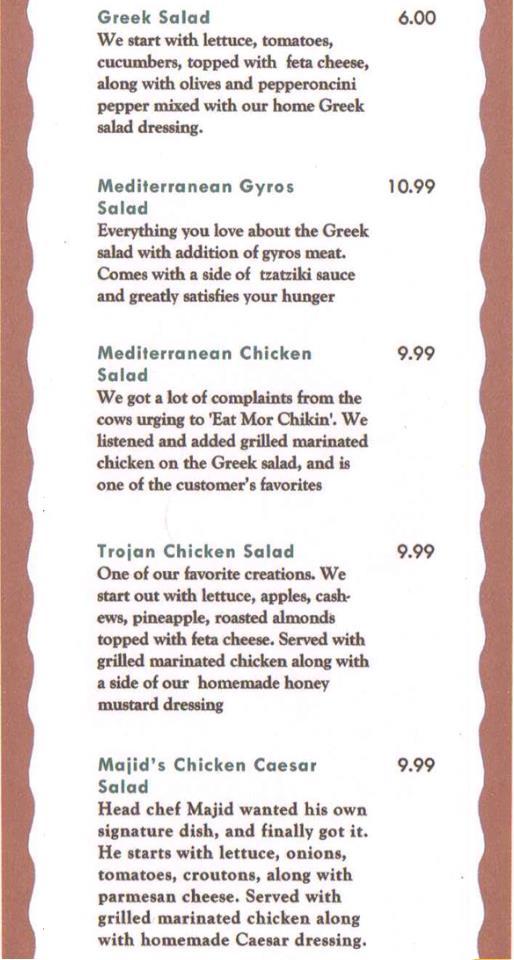 Menu at Greek House restaurant, Fort Worth, Forest Park Blvd
