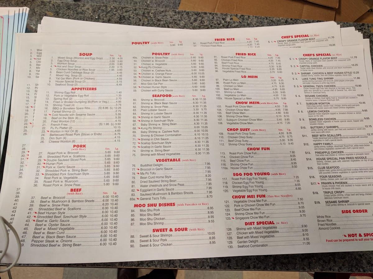 Menu at May Gardens restaurant, Medford