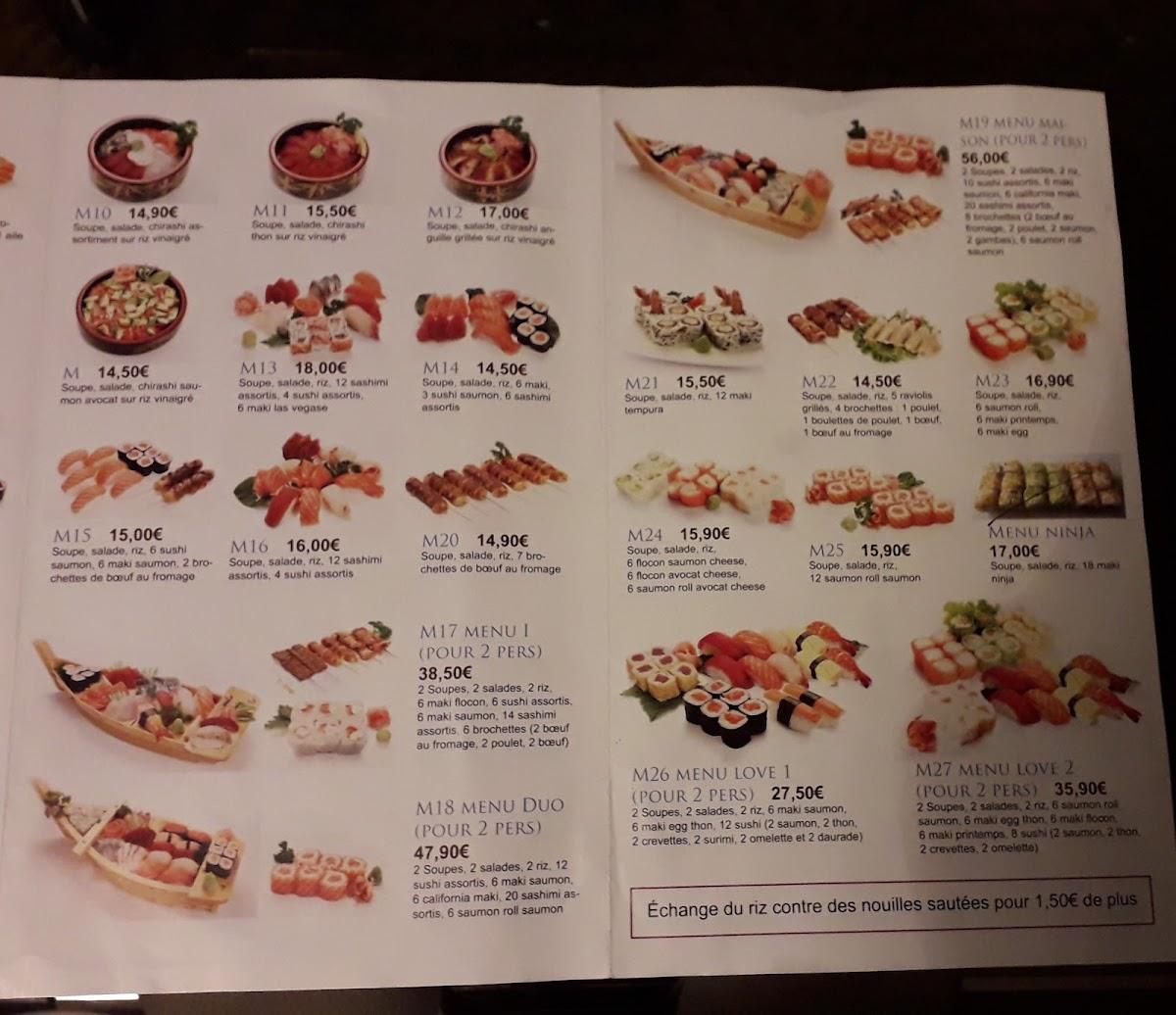 Menu at New Tokyo Sushi restaurant, Claye-Souilly