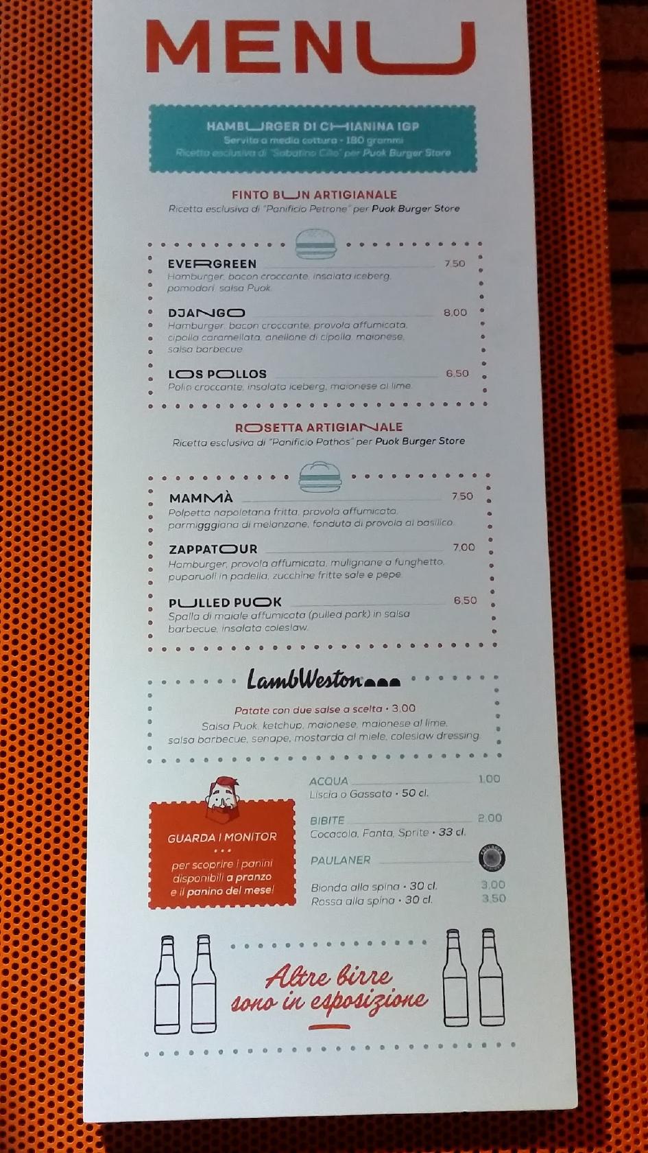 Menu da PUOK (Vomero) ristorante, Napoli