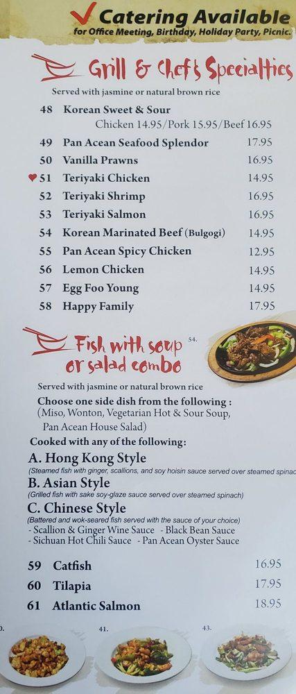 Menu at Pan Acean Noodles & Grill restaurant, Coppell