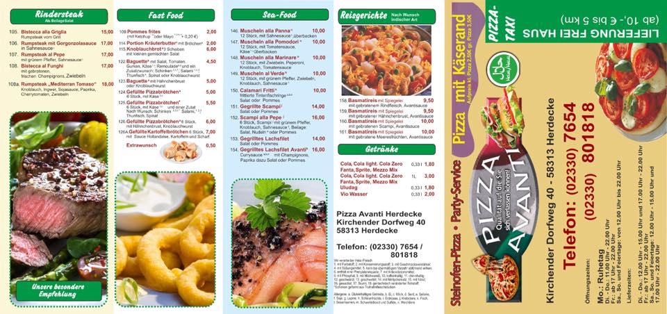 Speisekarte von Pizza Avanti Witten, Witten
