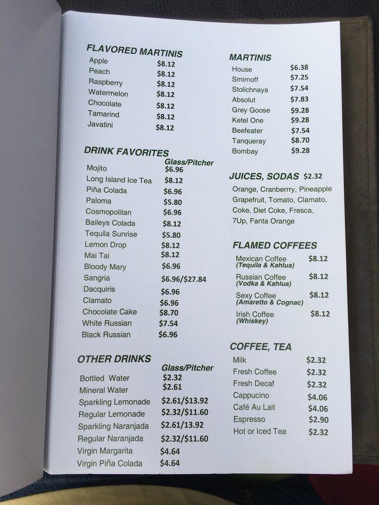 Menu at Susanna's Restaurant, Rosarito