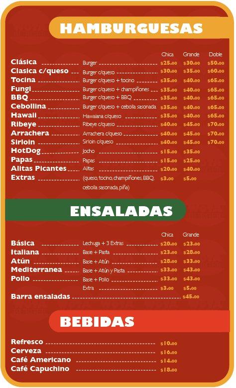 Menu at Wota Burger restaurant, Mexico City