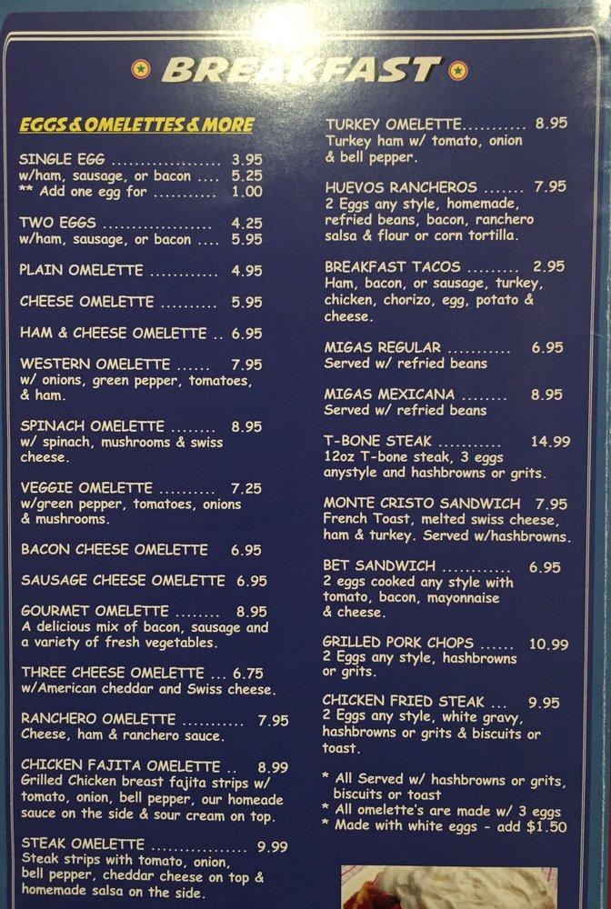 Menu at Yale Street Grill restaurant, Houston