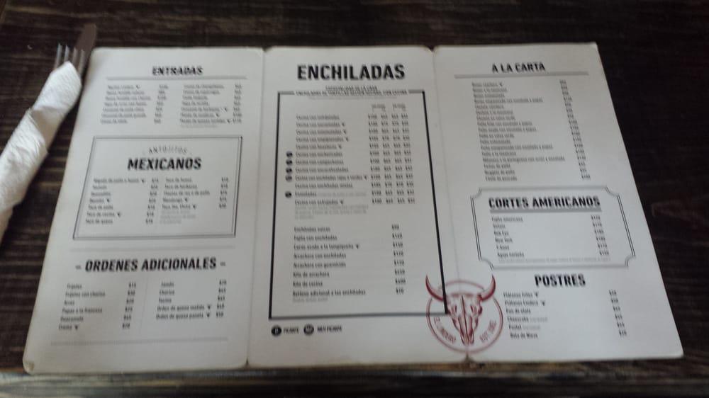 Menu at El Lindero Monterrey restaurant, Monterrey, Degollado #770 Sur