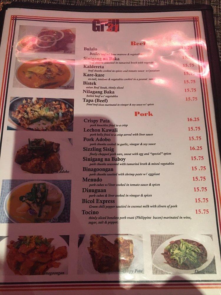 Menu at Grill 21 restaurant, New York City, 346 E 21st St