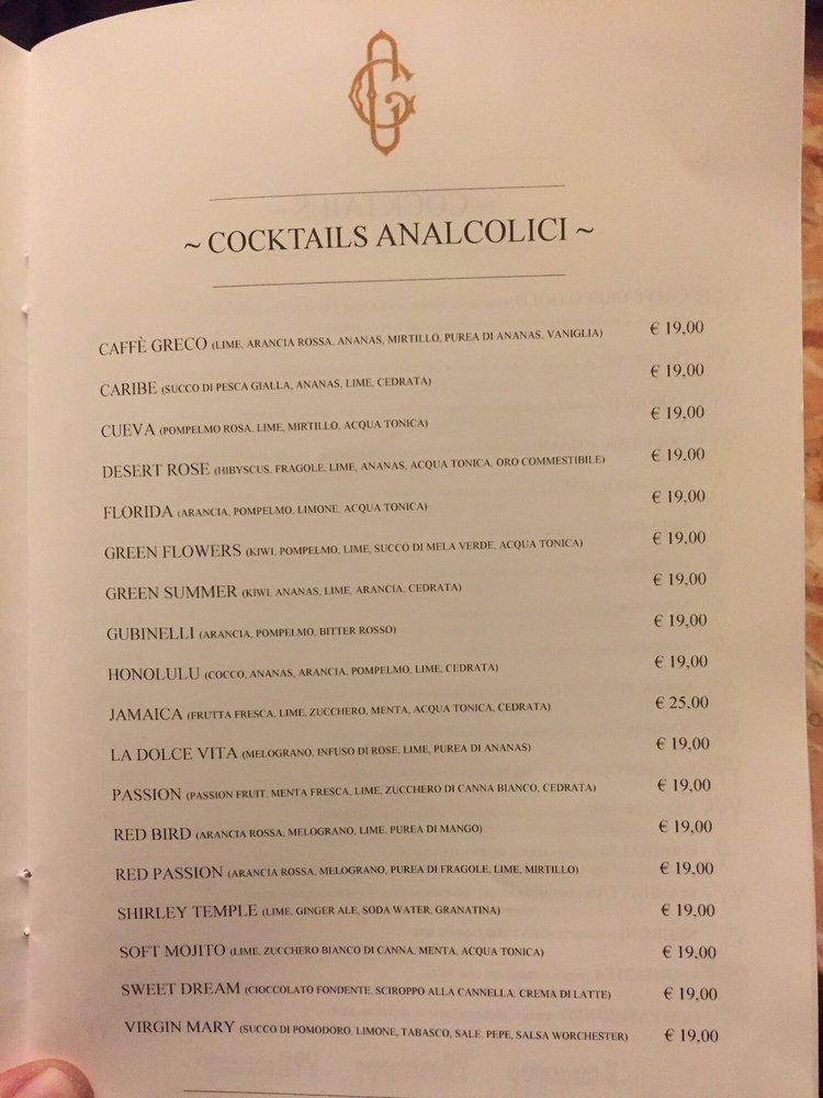 Menu da Antico Caffè Greco caffè bar, Roma, Via dei Condotti
